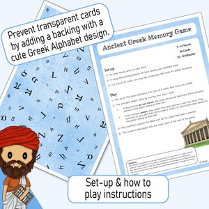 Ancient Greek Memory Game, a Printable Greek History Card Game, for a ...