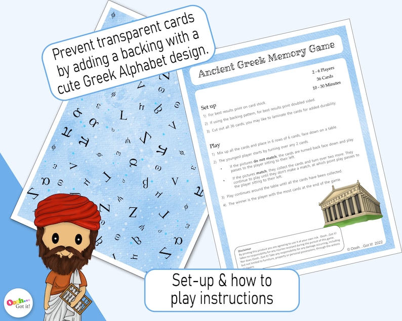 Ancient Greek Memory Game, a Printable Greek History Card Game, for a ...