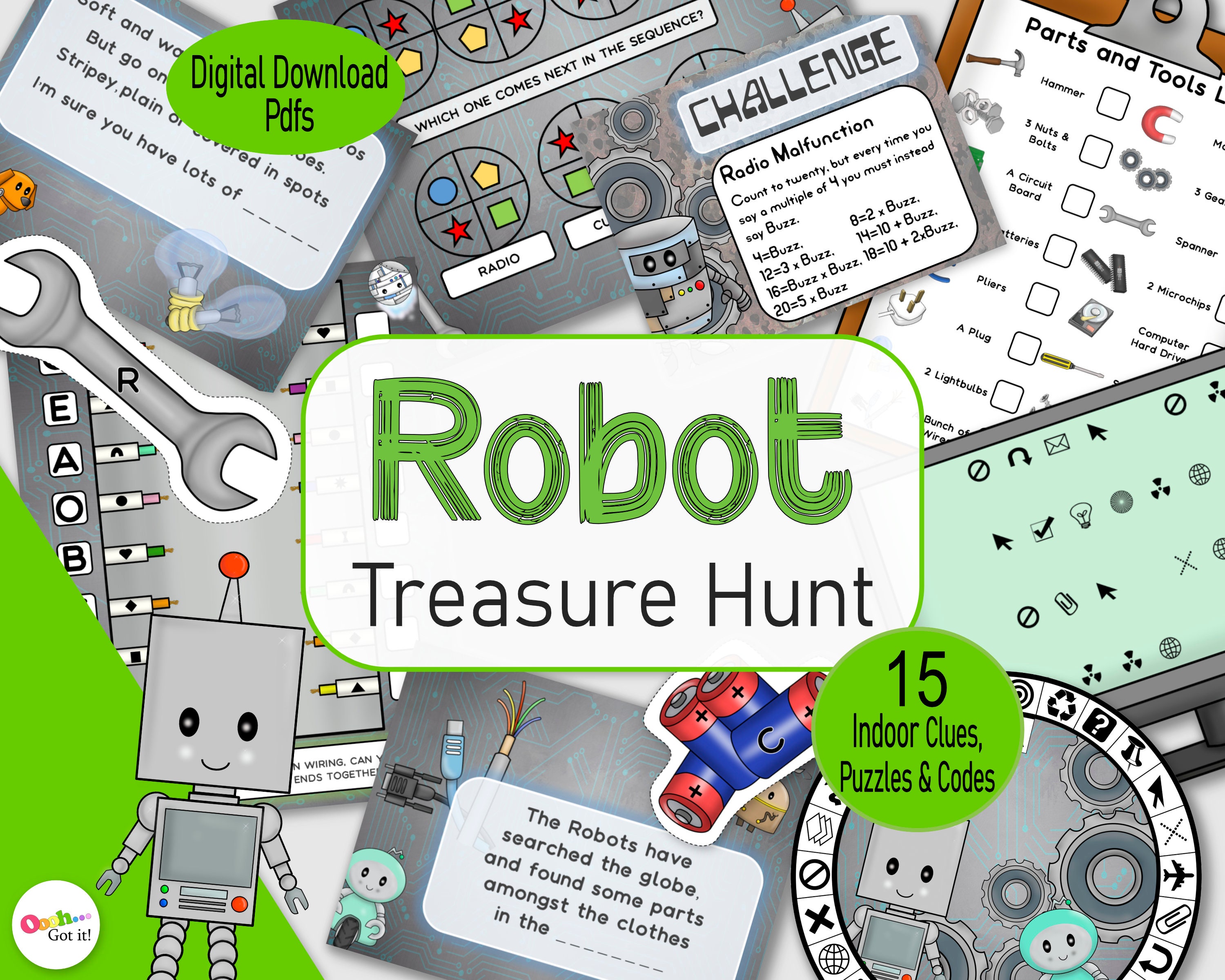 Robot Treasure Hunt, Indoor Printable Scavenger Hunt, Family Adventure ...