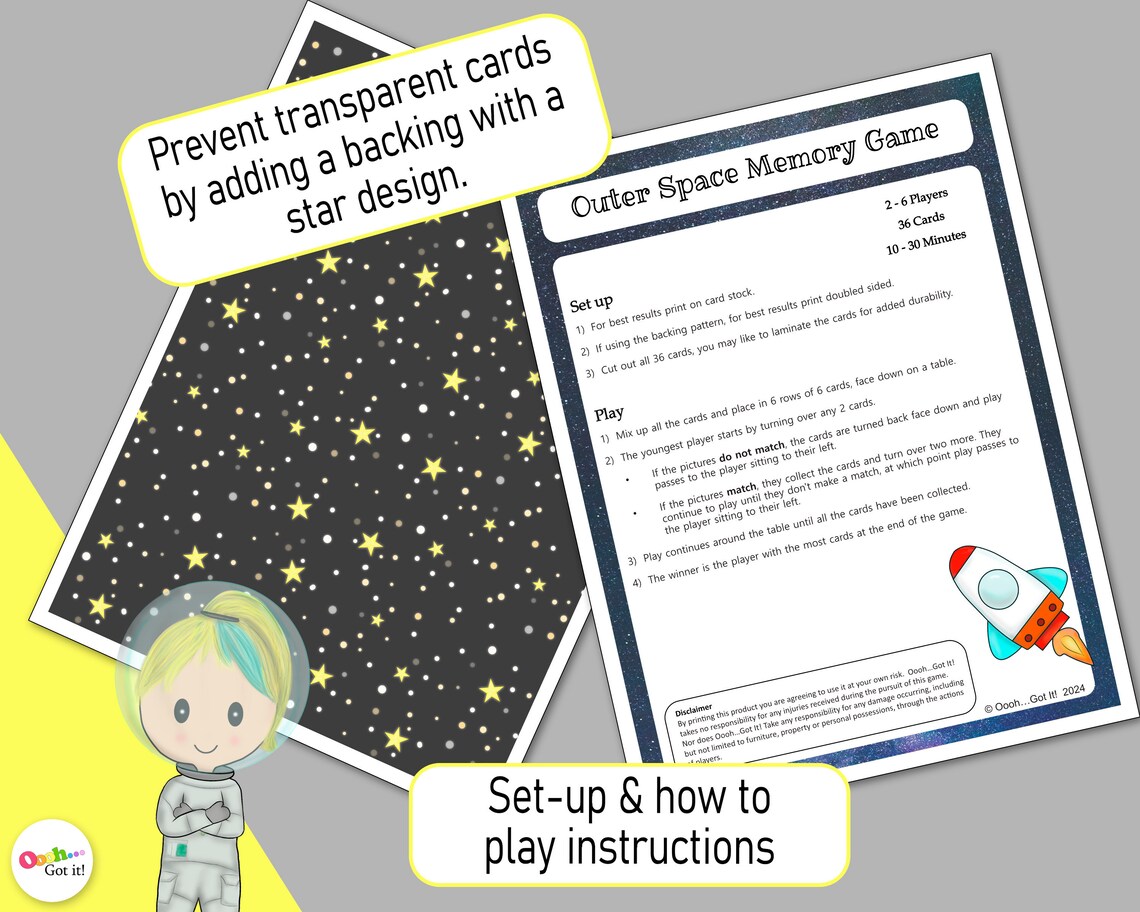 Space Memory Card Game, a Printable Picture Matching Solar System ...