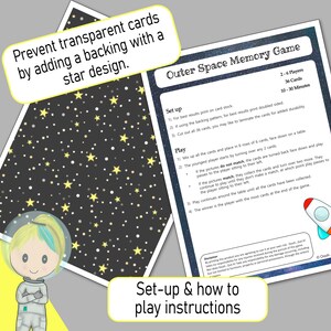 Space Memory Card Game, a Printable Picture Matching Solar System ...