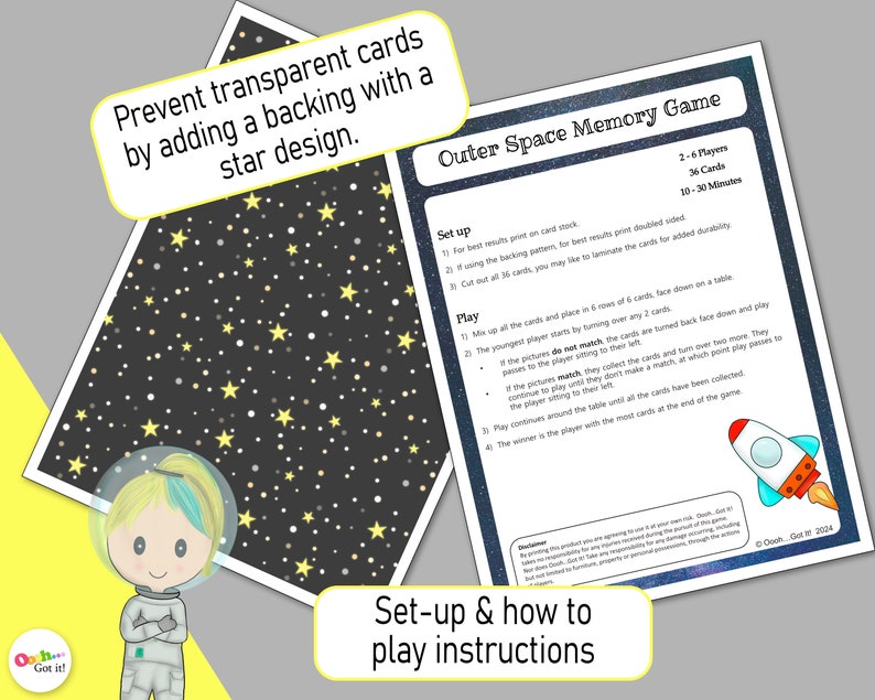 Space Memory Card Game, a Printable Picture Matching Solar System ...