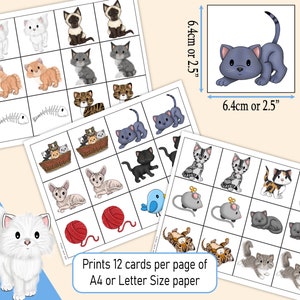 Cat Memory Card Game, a Printable Kitty Picture Matching Activity for ...