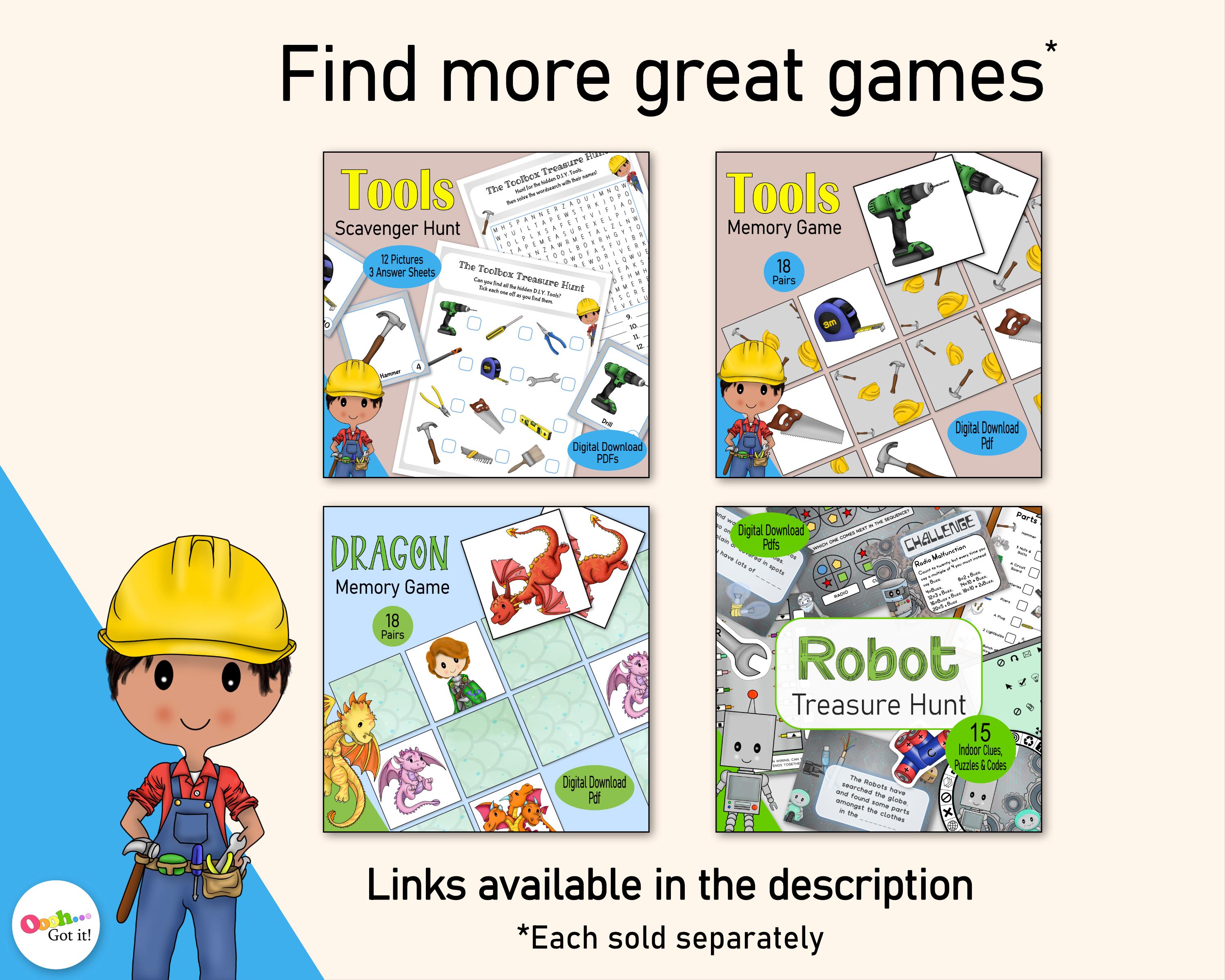 Toolbox Bingo, a Printable Construction Party Game, 30 Bingo Cards for ...