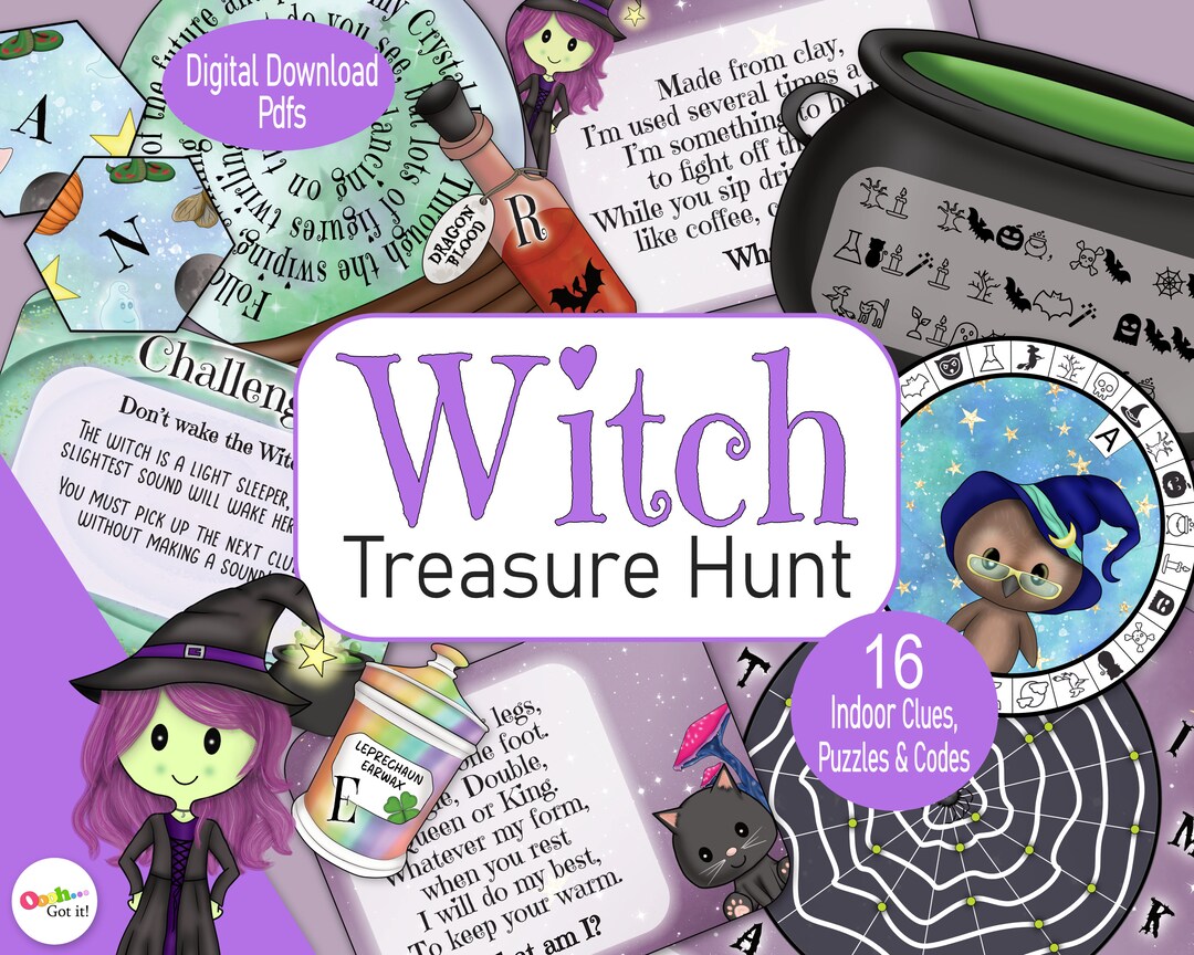 Witch Treasure Hunt, a Indoor Printable, Family Scavenger Hunt, With ...