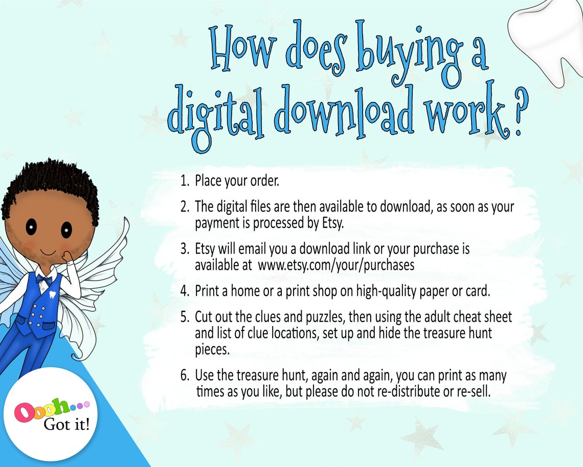 Tooth Fairy Treasure Hunt for Kids Printable Scavenger Hunt - Etsy