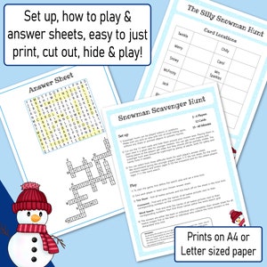 Snowmen Picture Scavenger Hunt, a Printable Hide & Seek Winter Game for ...