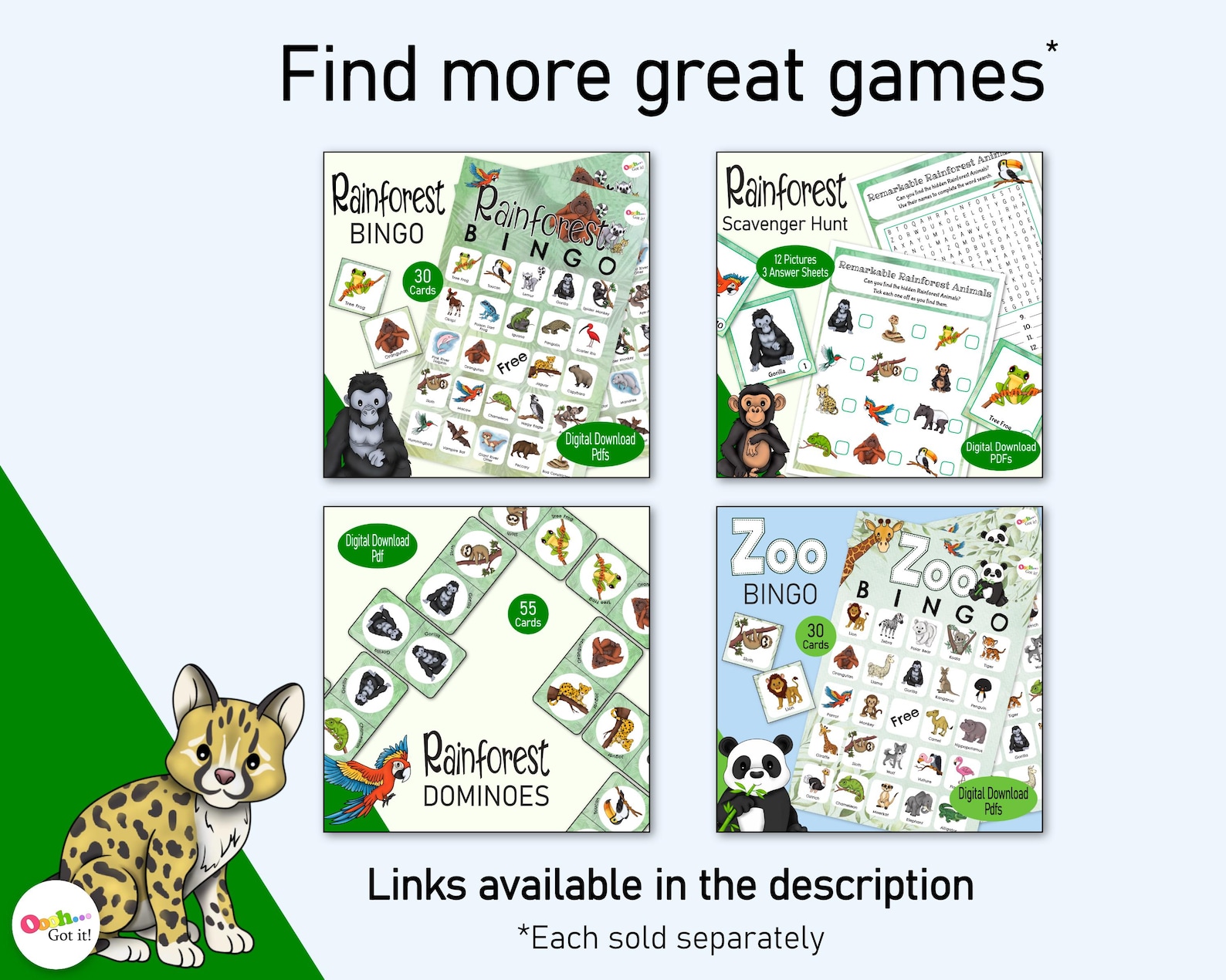 Rainforest Animal Memory Cards – A Fun Printable Jungle Wildlife ...