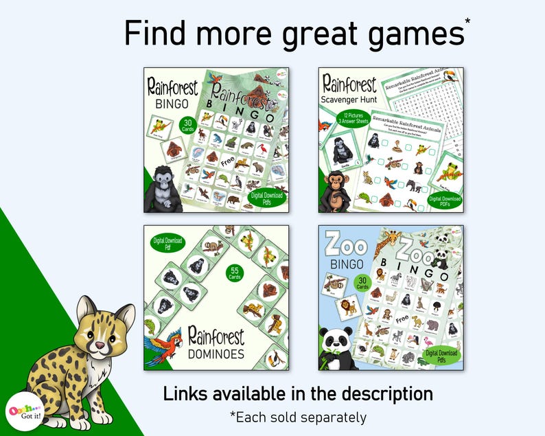 Rainforest Animal Memory Cards – A Fun Printable Jungle Wildlife ...