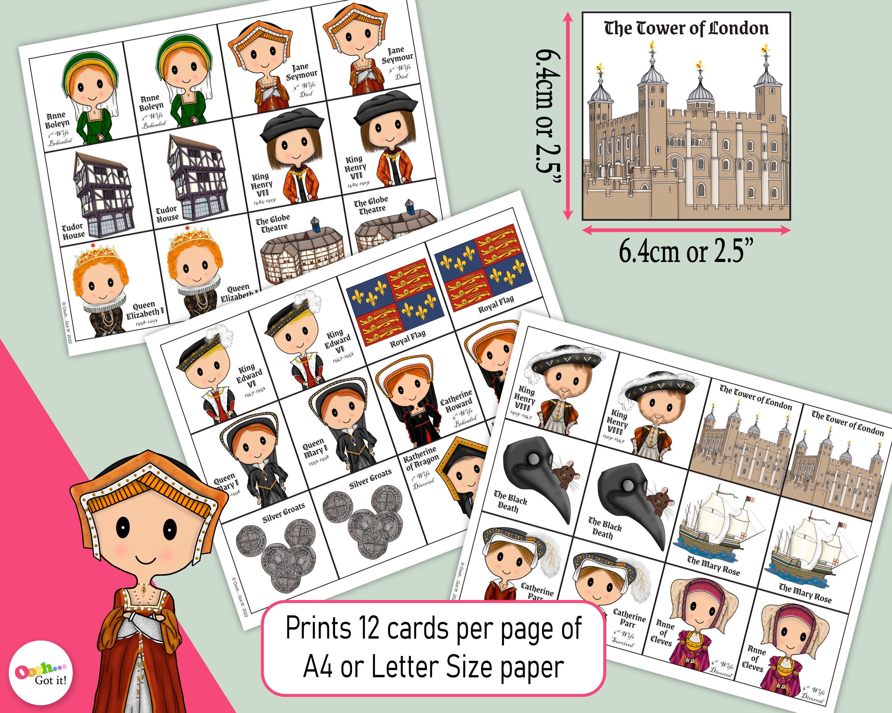 The Tudors Memory Card Game, a Printable British History, Picture ...