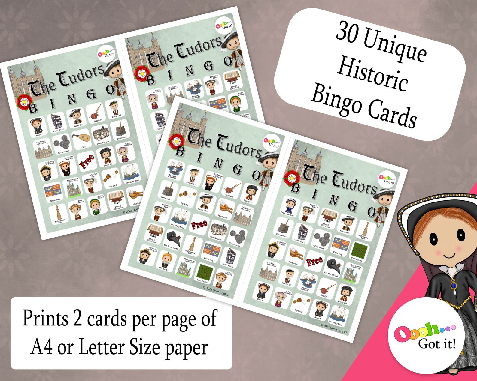 The Tudors Bingo a British History Game Featuring Henry VIII | Etsy UK