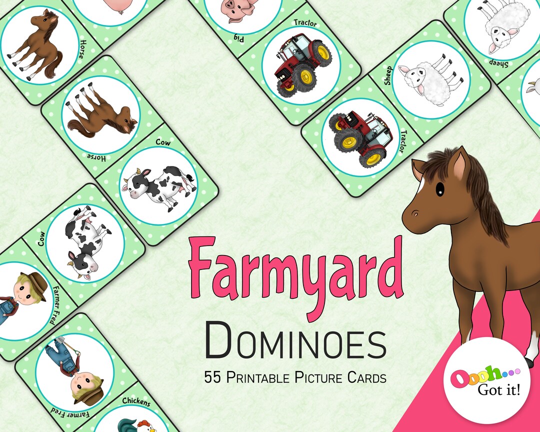 Farm Animals Dominoes a Printable Farmyard Game Party Favor - Etsy