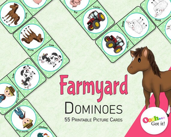 Farm Animals Dominoes a Printable Farmyard Game Party Favor | Etsy UK