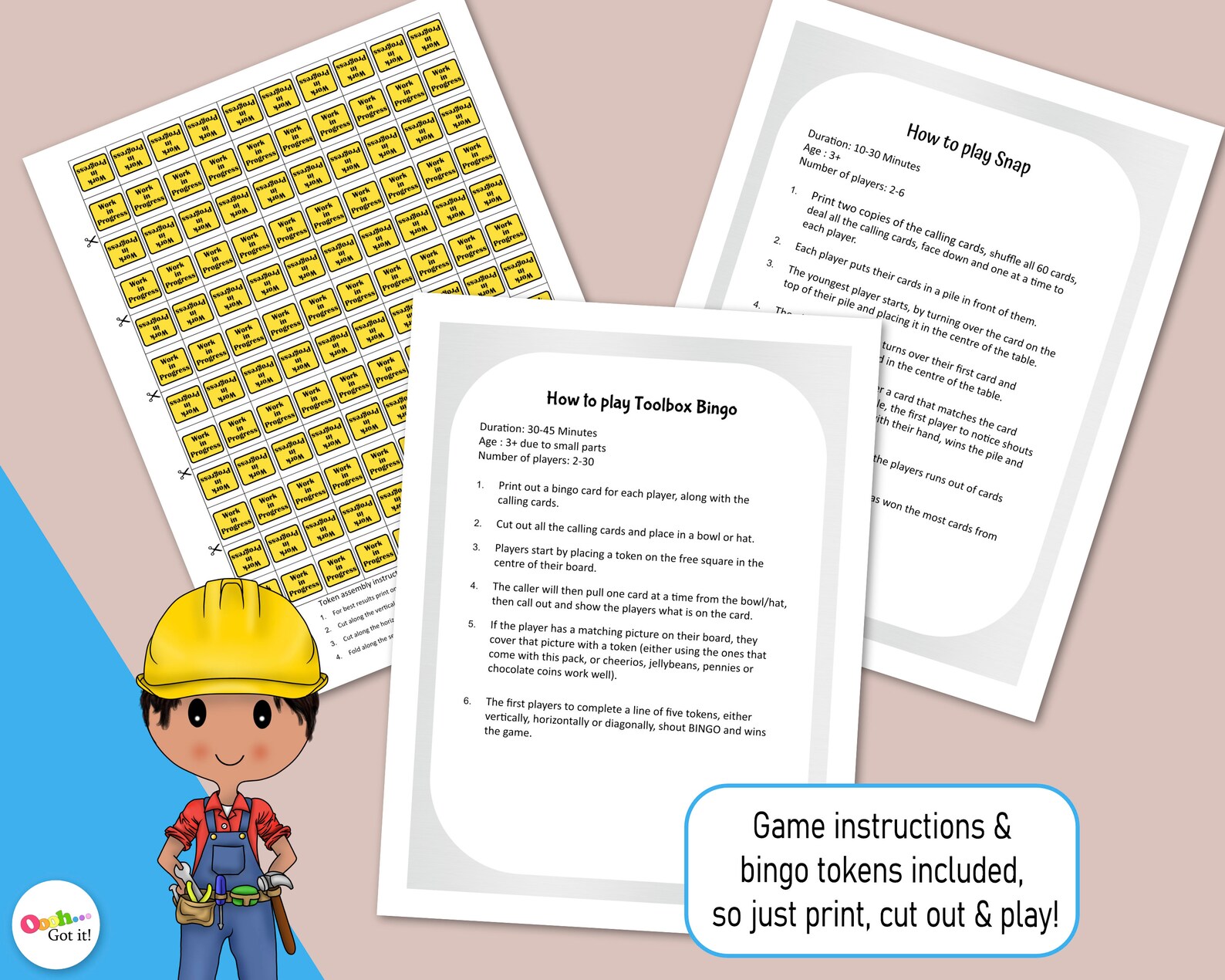 Toolbox Bingo, a Printable Construction Party Game, 30 Bingo Cards for ...