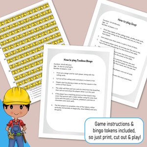 Toolbox Bingo, a Printable Construction Party Game, 30 Bingo Cards for ...