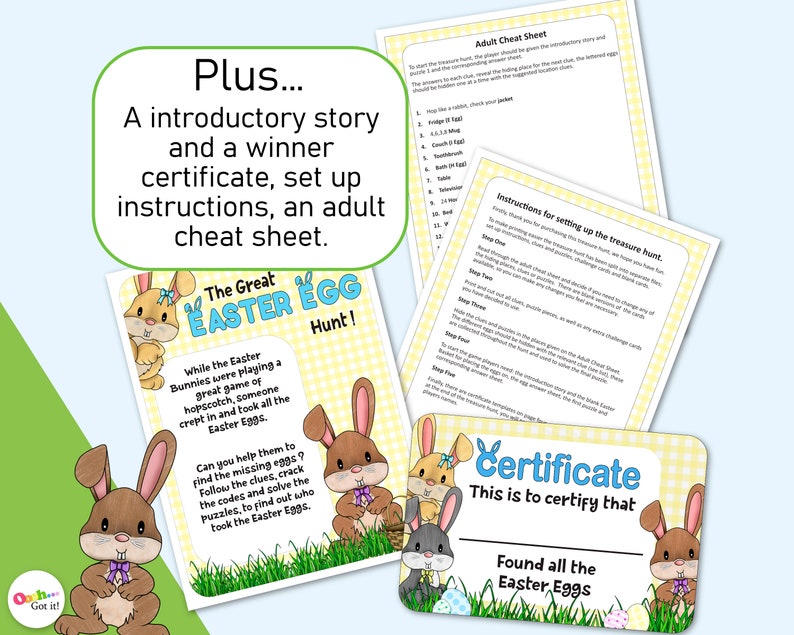 Easter Egg Treasure Hunt, Printable Indoor Kids Scavenger Hunt Clues ...