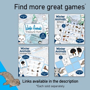 Winter Animal Dominoes, a Printable Snowy Day, Polar Bear Kids Activity ...