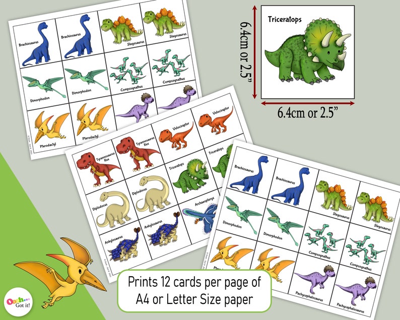 Dinosaur Memory Card Game, a Printable Jurassic Picture Matching Game ...