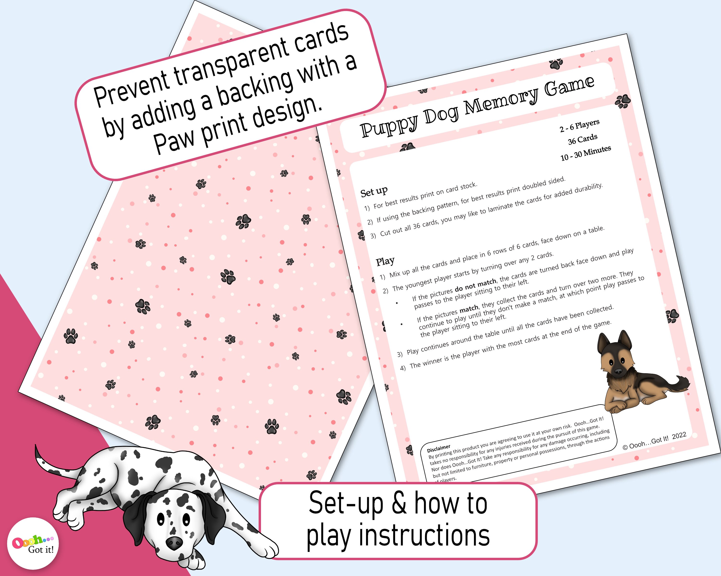 Dog Memory Cards, a Printable Puppy Picture Matching Game, a Toddler ...