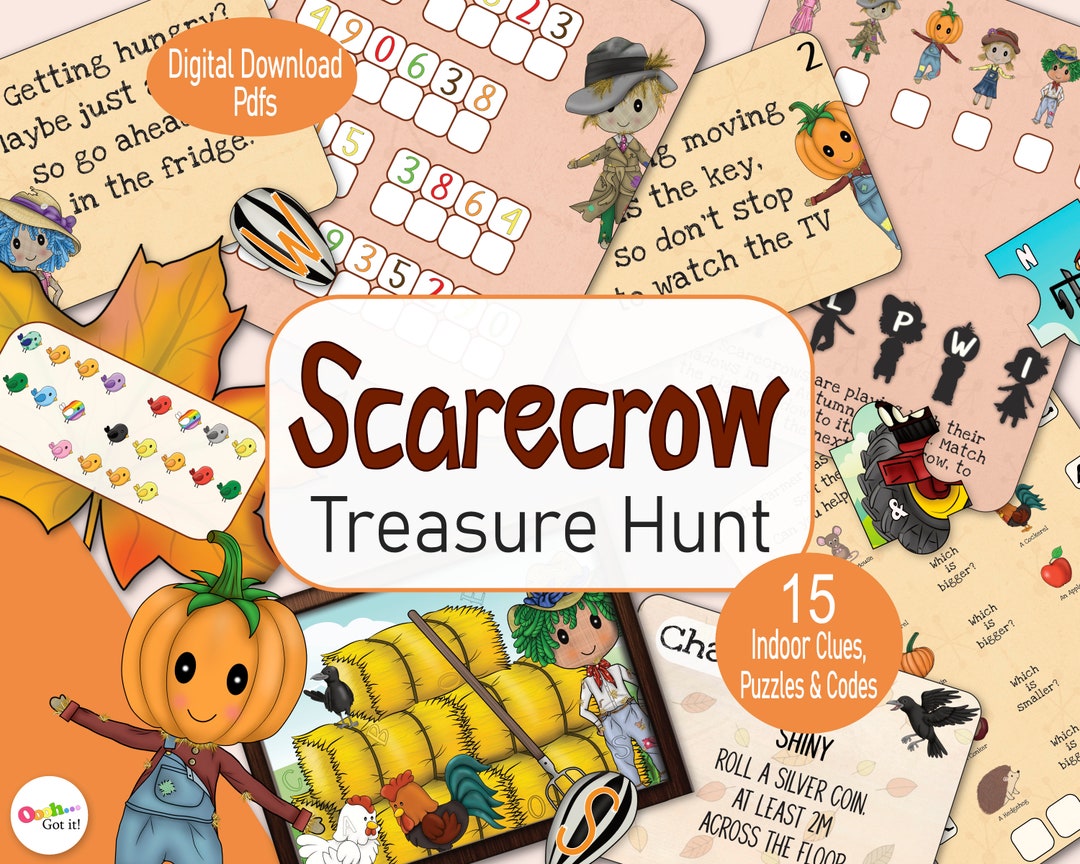Fall Scarecrow Treasure Hunt, an Indoor, Autumn, Escape Room, Family ...