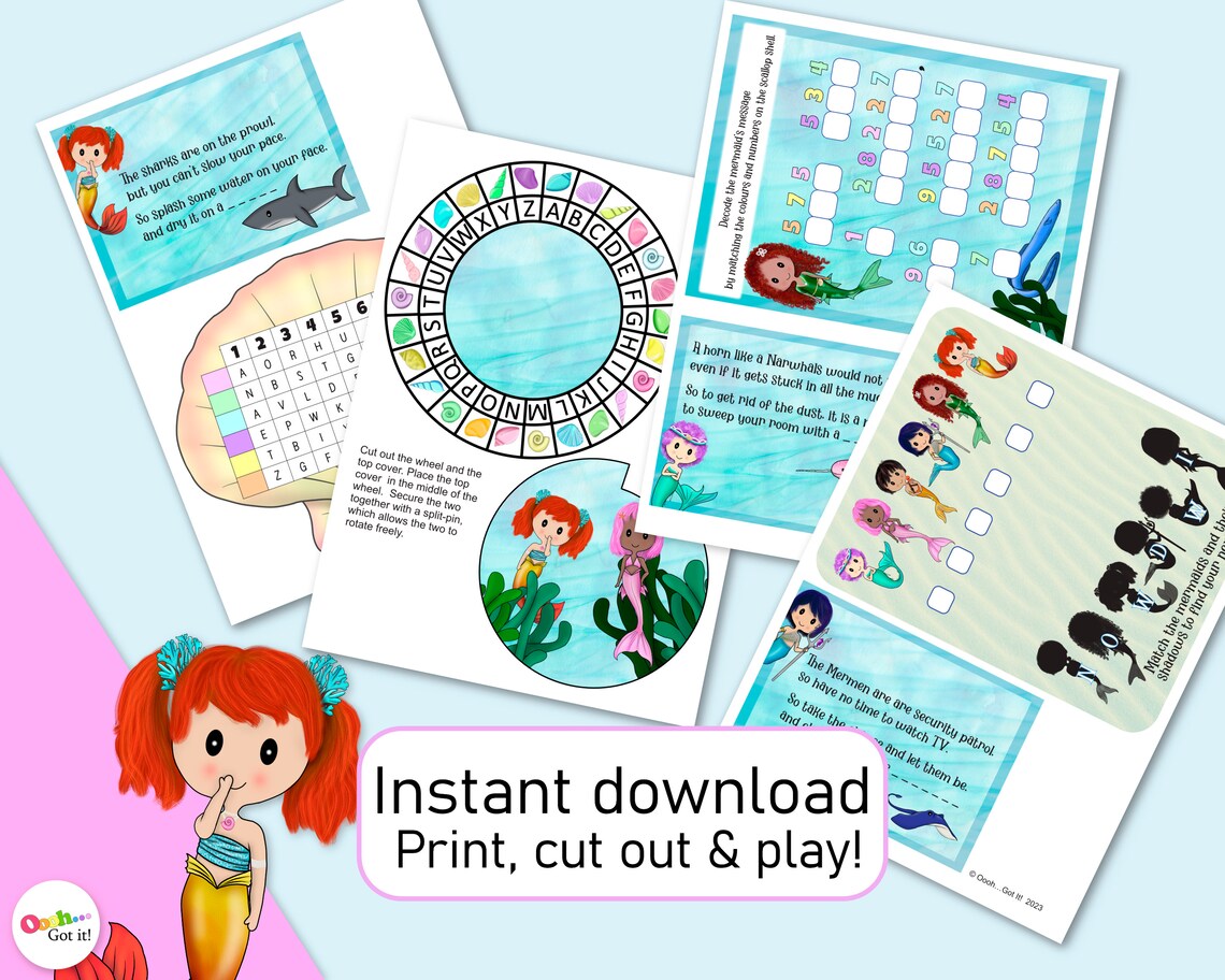 Mermaid Treasure Hunt. A Indoor Printable Kids Scavenger Hunt, Escape ...