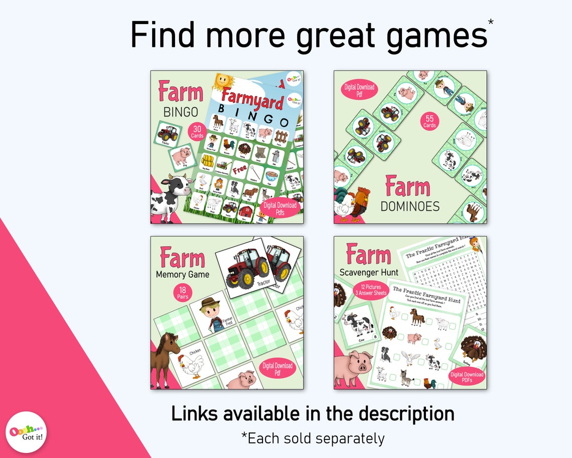 Farm Animal Scavenger Hunt, a Printable Barnyard Picture Treasure Hunt ...