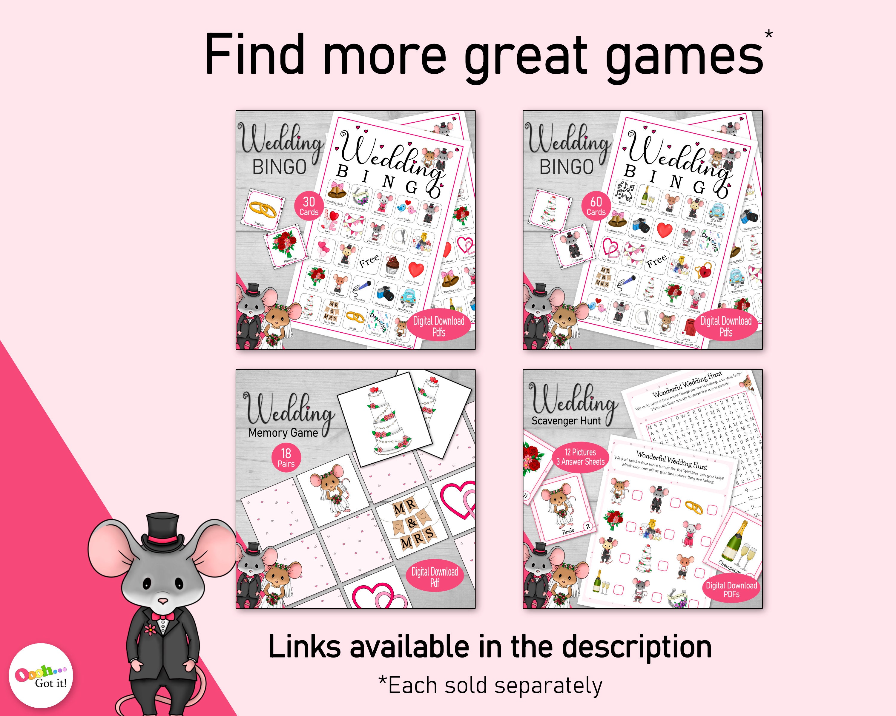 Wedding Dominoes, a Cute Printable Wedding Mouse Reception Game for ...