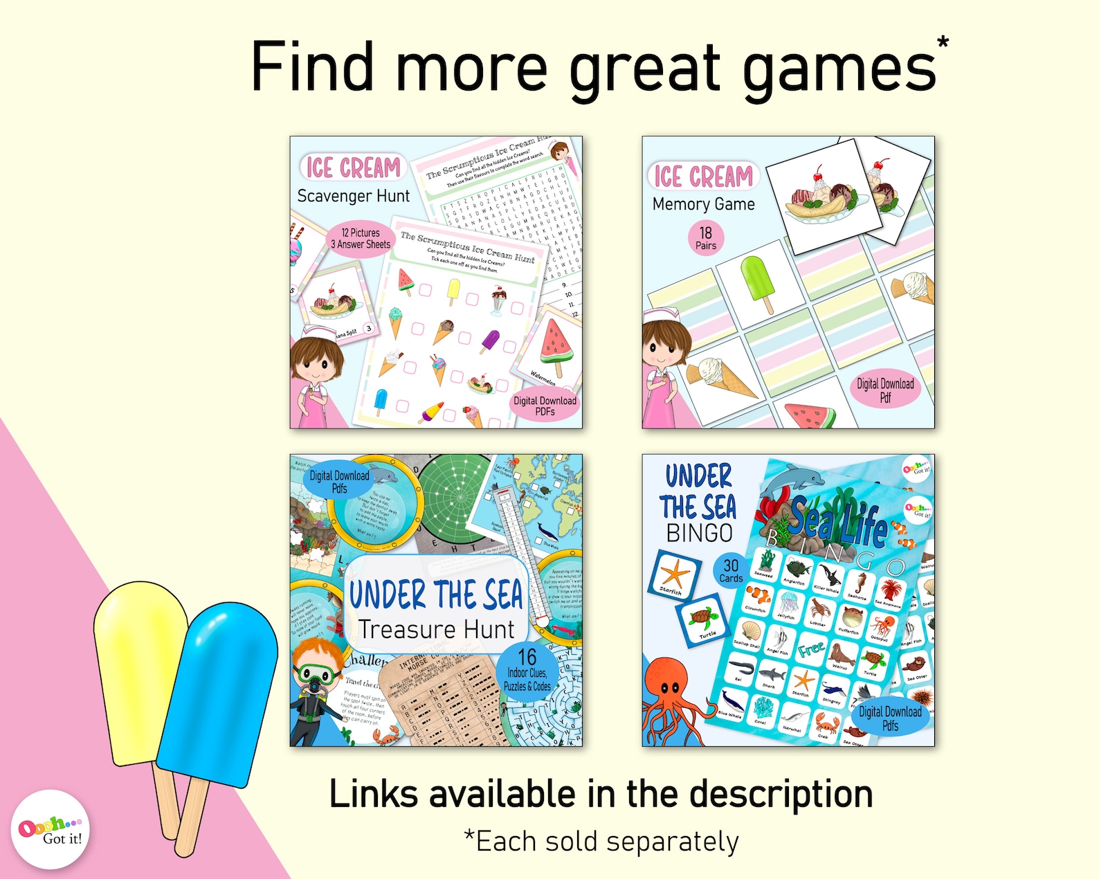 Ice Cream Picture Scavenger Hunt, a Printable Sweet Party Game, Summer ...