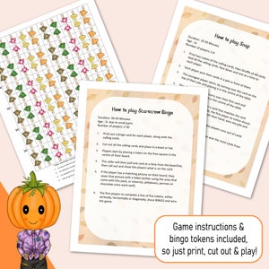 Fall Scarecrow Bingo Game, a Printable Kids Activity, a Family Game ...