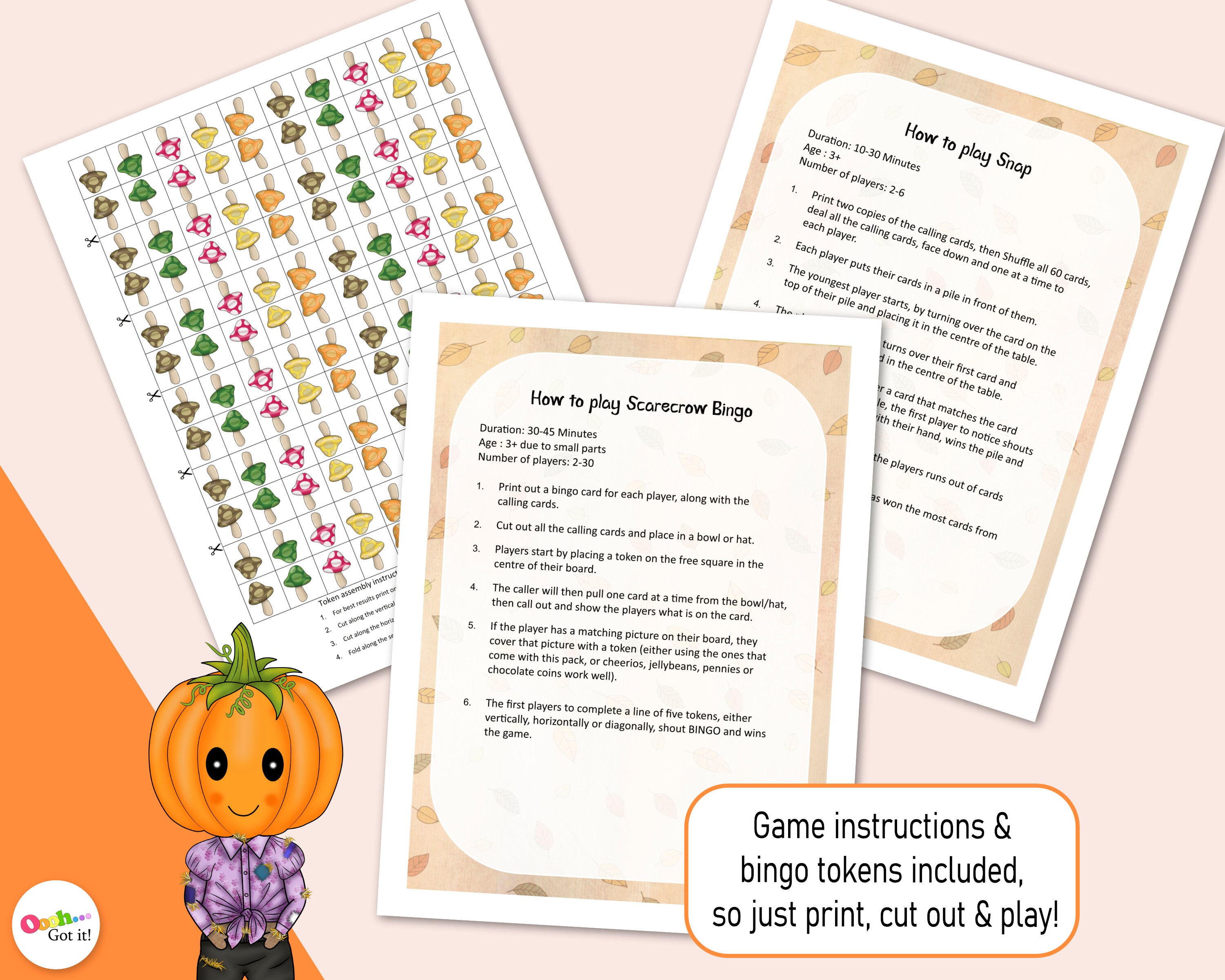 Fall Scarecrow Bingo Game, a Printable Kids Activity, a Family Game ...