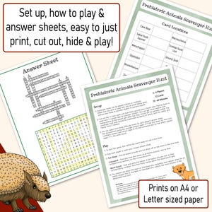 Prehistoric Animals Scavenger Hunt - a Printable Ice Age Family Game, a ...
