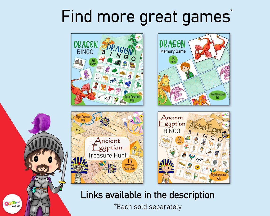 King Arthur Bingo, Medieval Knight Bingo Cards, a Printable Fantasy ...