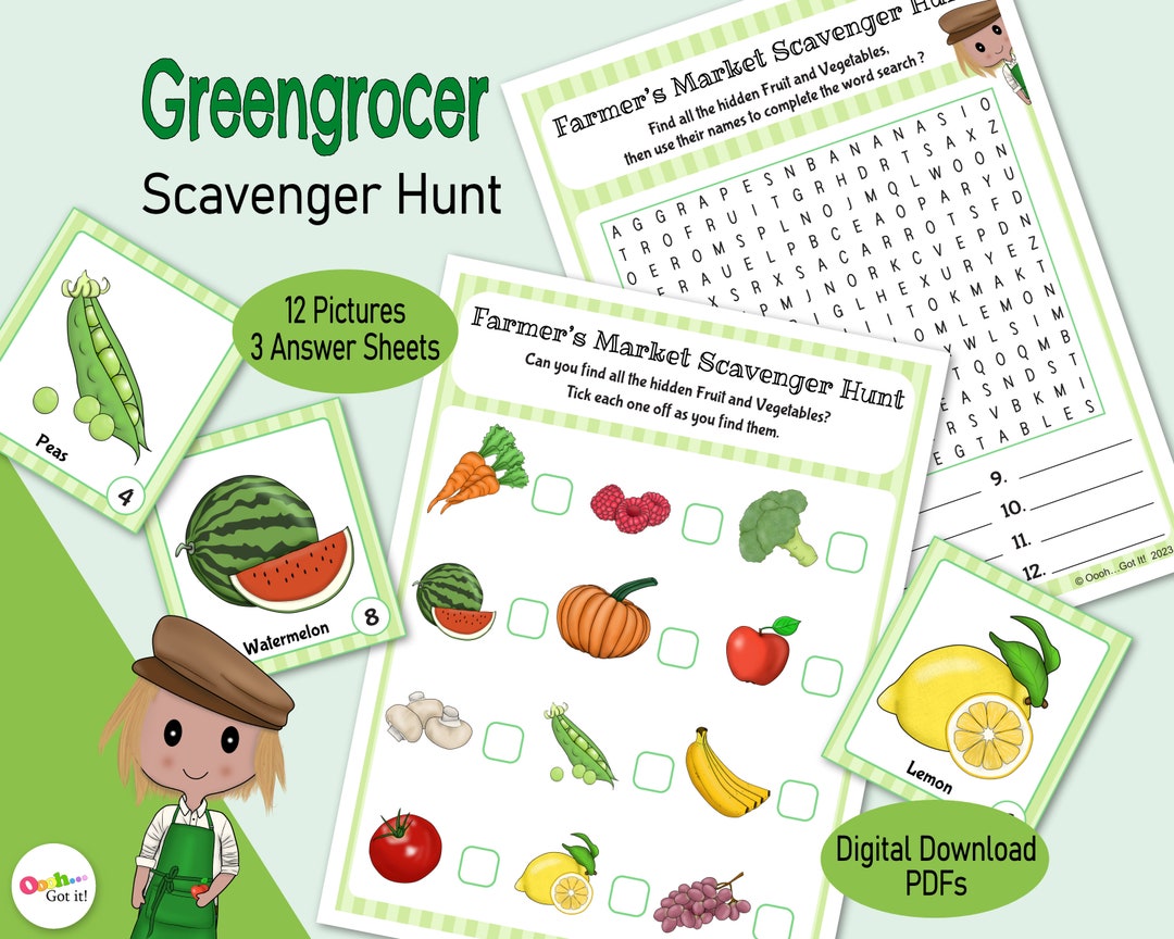Fruit & Vegetable Picture Scavenger Hunt, a Fun Printable Healthy ...