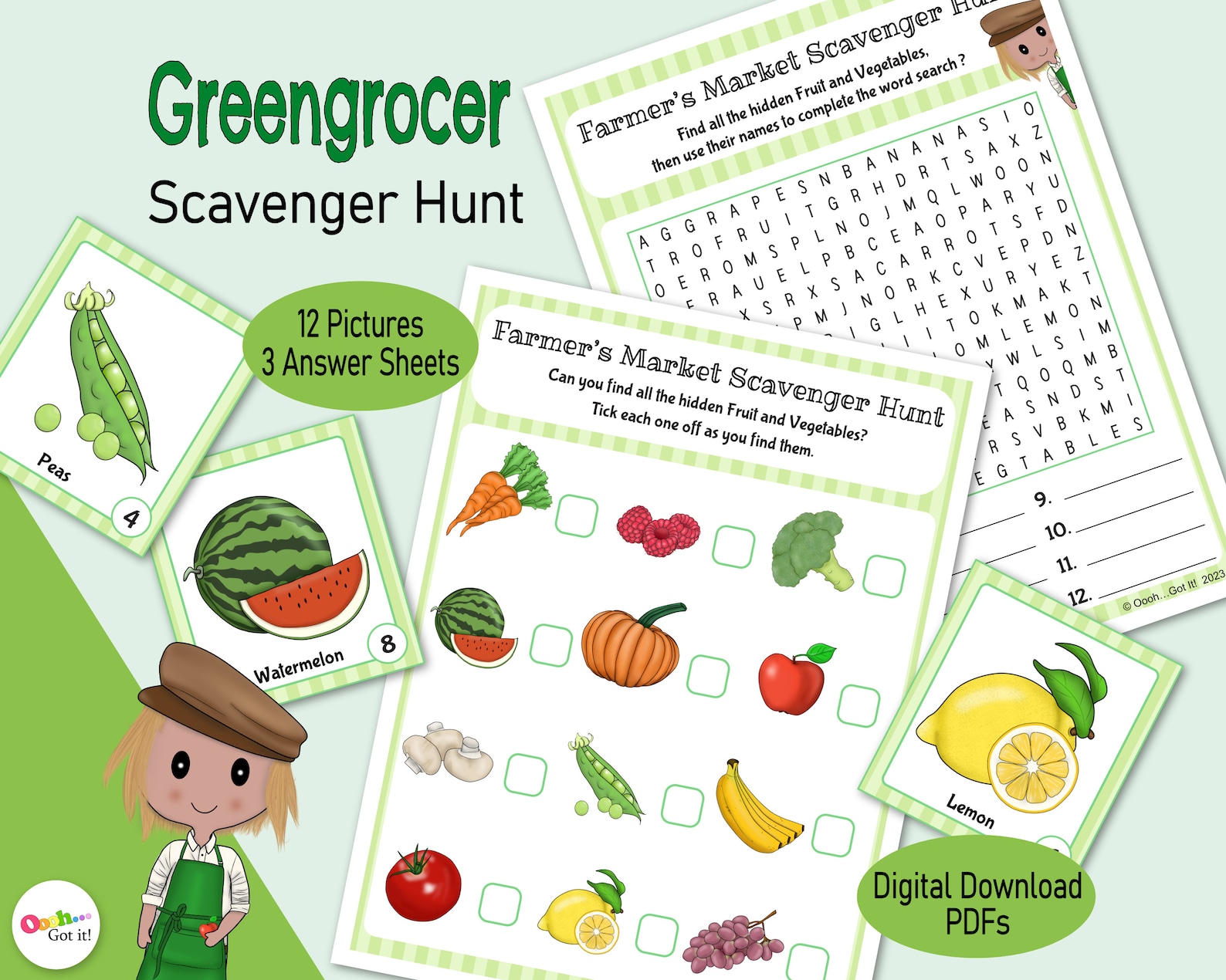Fruit & Vegetable Picture Scavenger Hunt, a Fun Printable Healthy ...