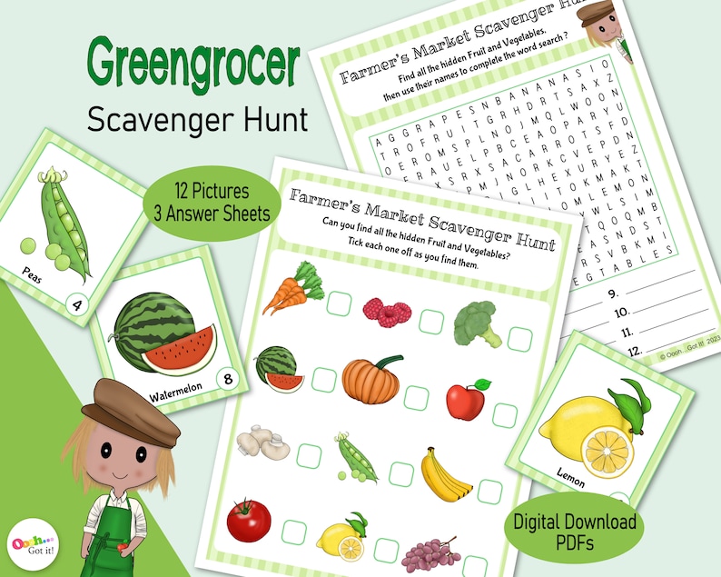 Fruit & Vegetable Picture Scavenger Hunt, a Fun Printable Healthy ...