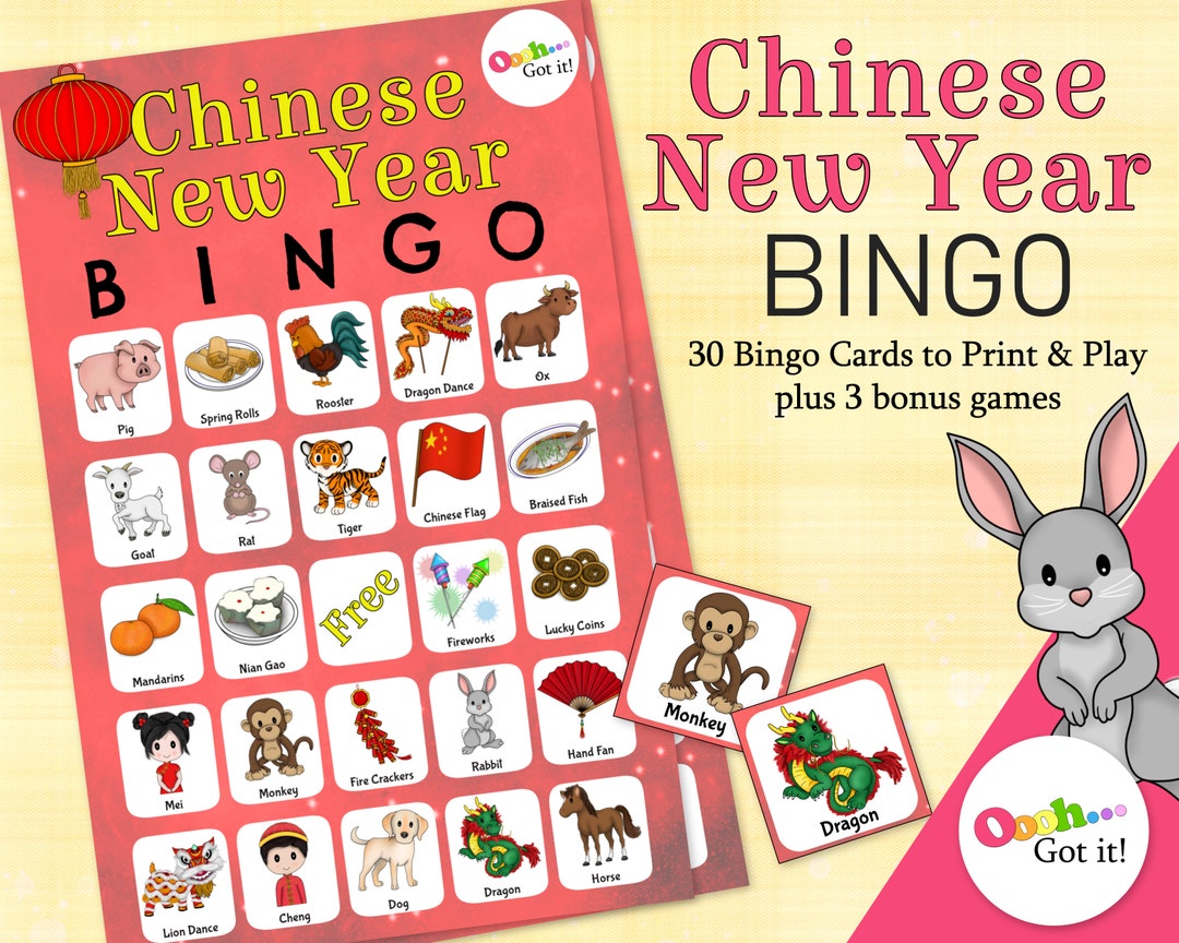 Chinese New Year Bingo Cards a Printable Lunar New Year Party - Etsy UK