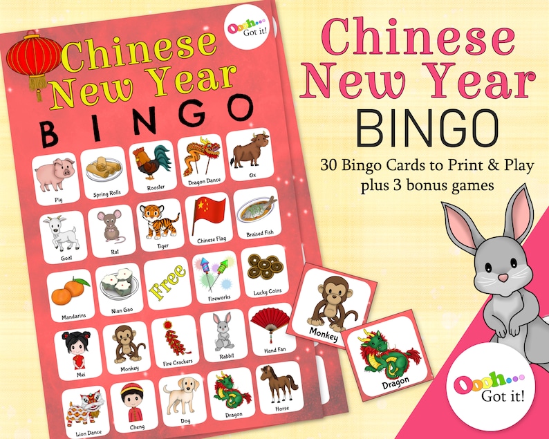 Chinese New Year Bingo Cards a Printable Lunar New Year Party - Etsy UK