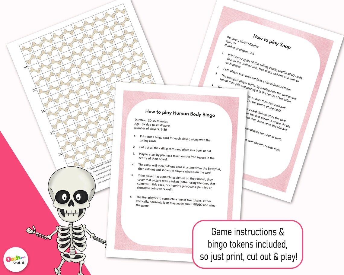 Human Body Parts Bingo, a Printable Anatomy Game for a Fun Biology ...