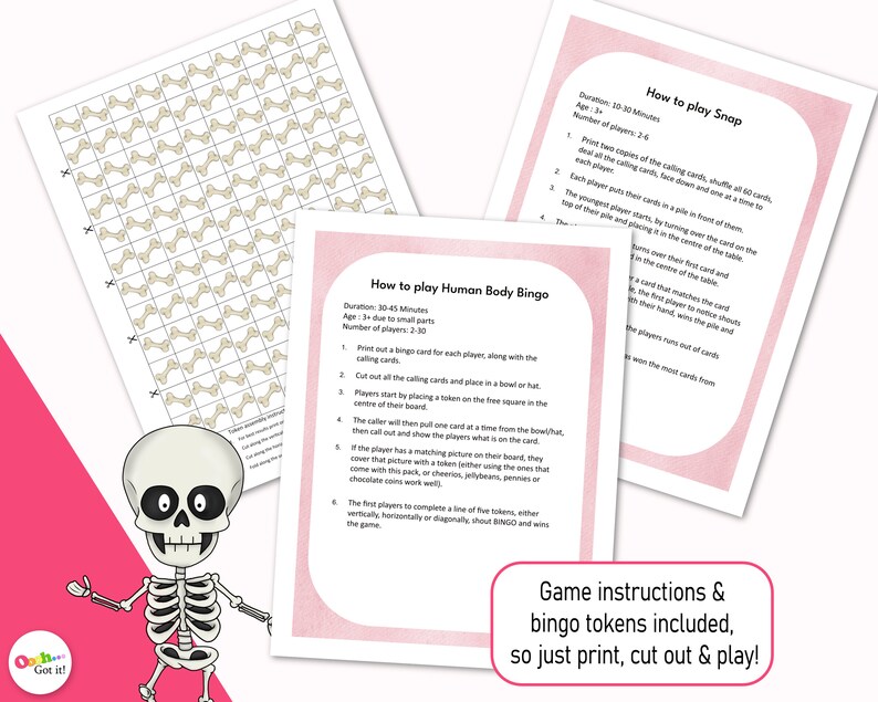 Human Body Parts Bingo, a Printable Anatomy Game for a Fun Biology ...