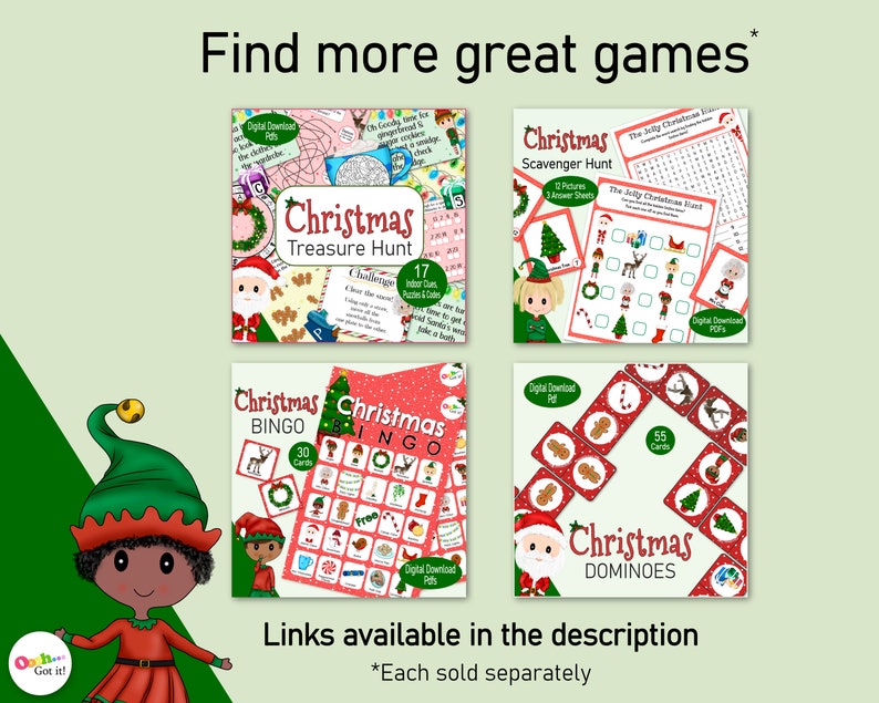 Christmas Dominoes, a Printable Game for Christmas Eve, Xmas Party or ...