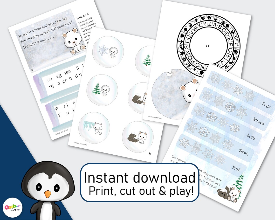 Winter Animals Treasure Hunt, Printable Indoor Arctic Scavenger Hunt ...