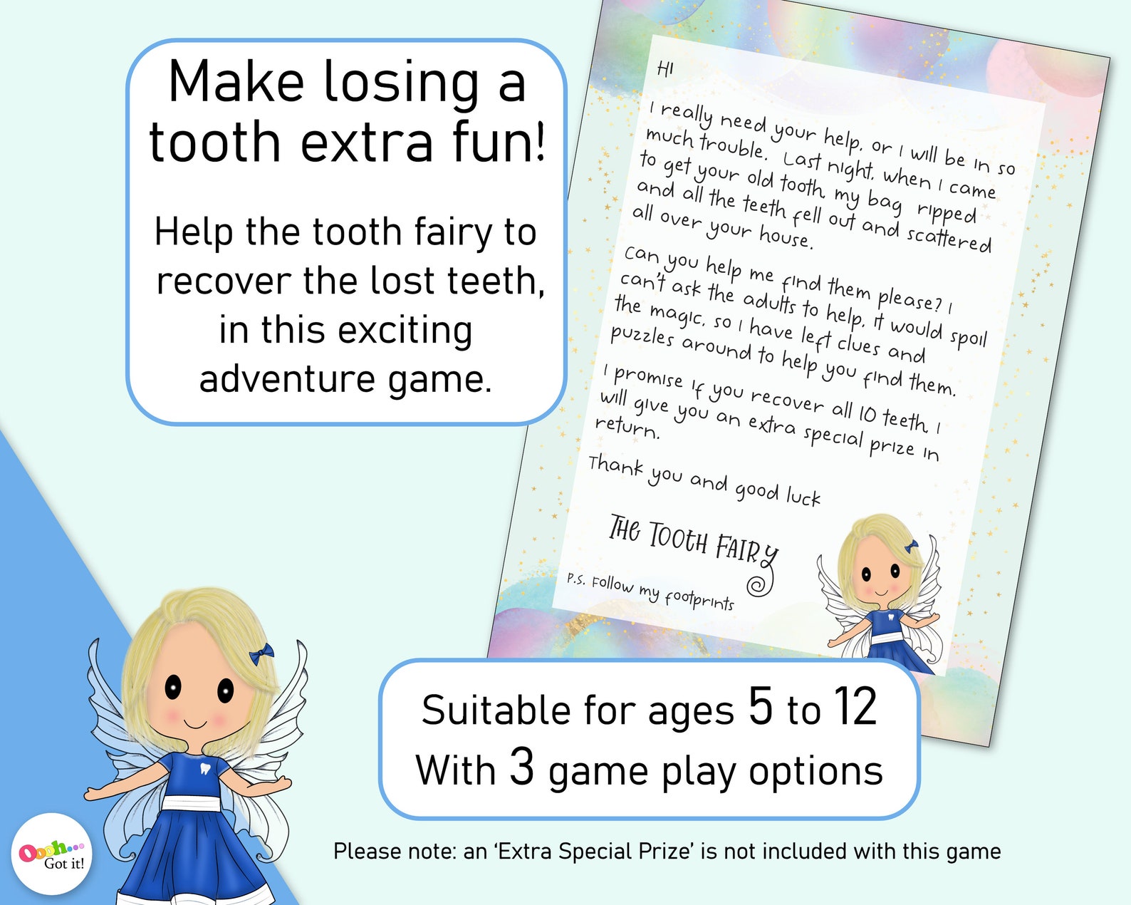 Tooth Fairy Game, a Printable Indoor Treasure Hunt for Kids, a Girls ...