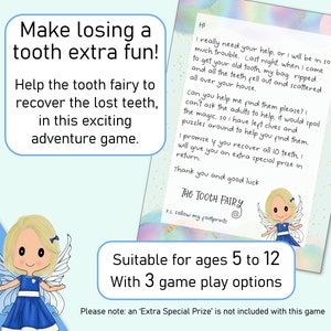 Tooth Fairy Game, a Printable Indoor Treasure Hunt for Kids, a Girls ...