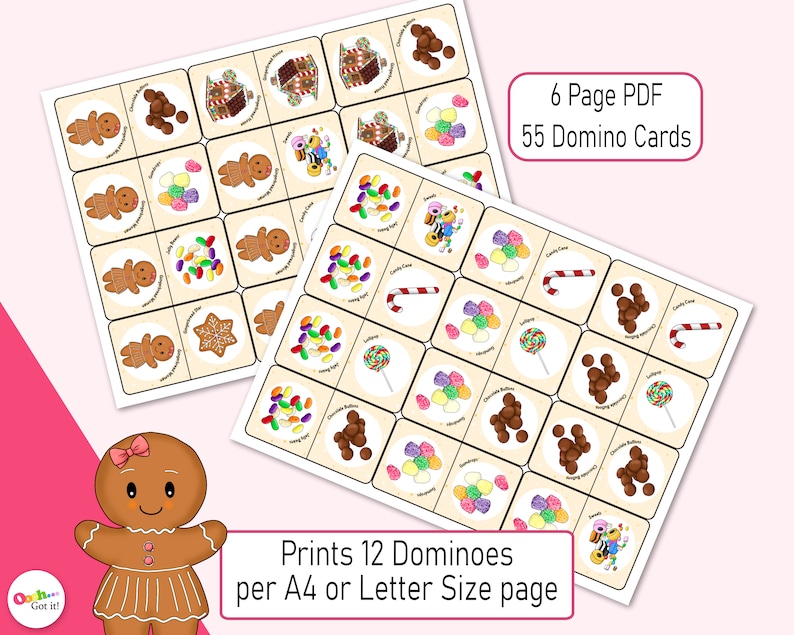Gingerbread Dominoes, a Printable Christmas Baking Game, for Kids ...