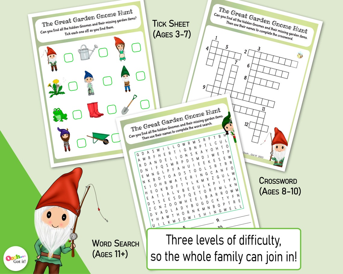 Gnome Scavenger Hunt a Printable Garden Picture Matching Game - Etsy