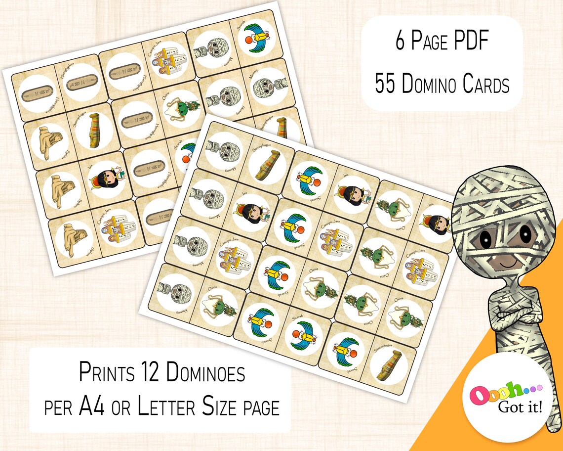Ancient Egyptian Dominoes a Printable Mummy Party Favor - Etsy UK