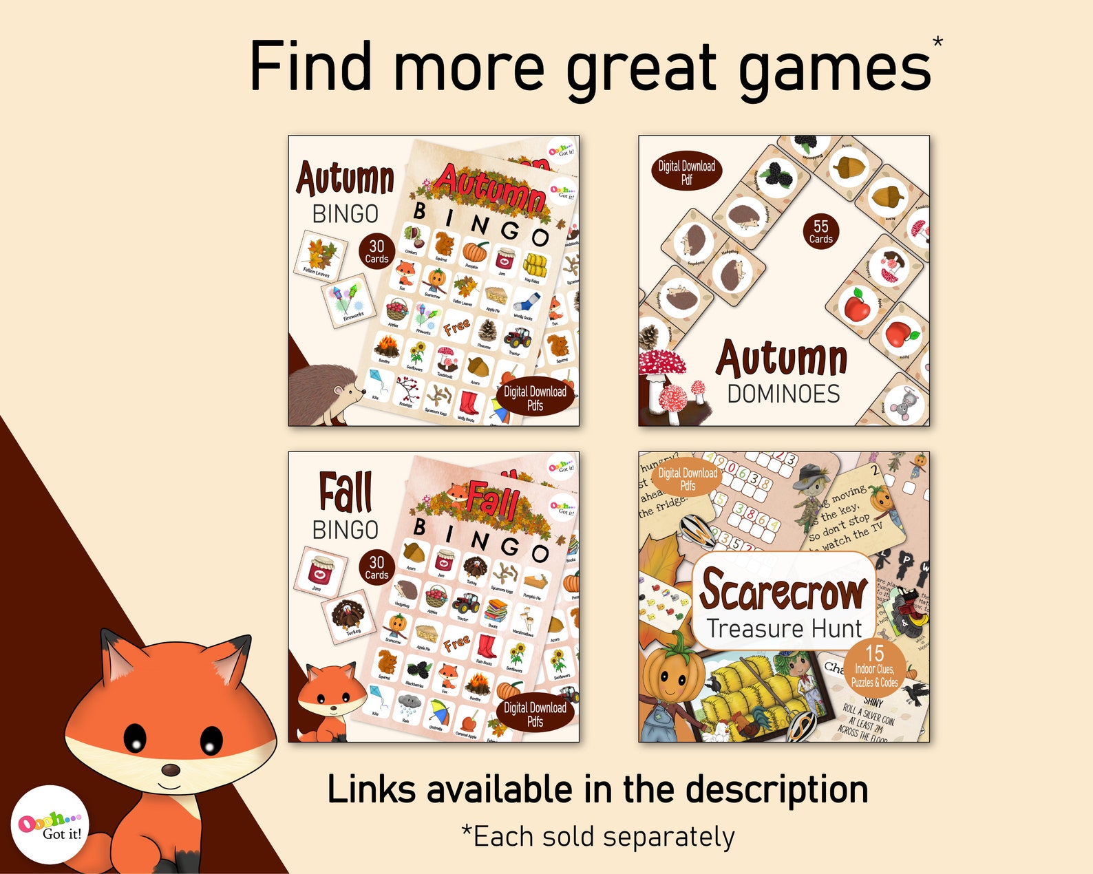 Autumn Memory Card Game, a Printable Fall Picture Matching Game, for ...
