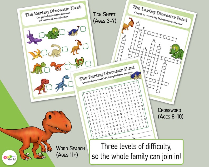 Dinosaur Picture Scavenger Hunt, a Printable Jurassic Picture Matching ...