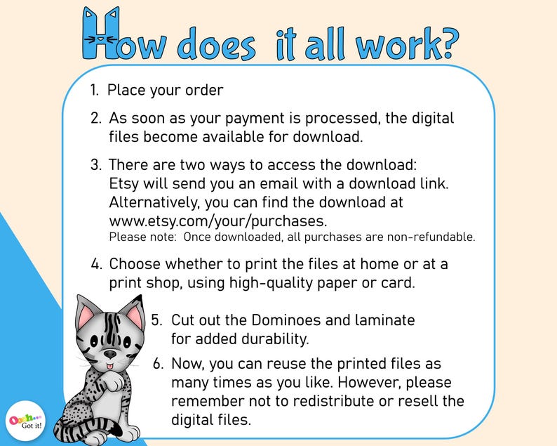 Cat Dominoes, a Printable Kitten Picture Matching Activity for Kids ...