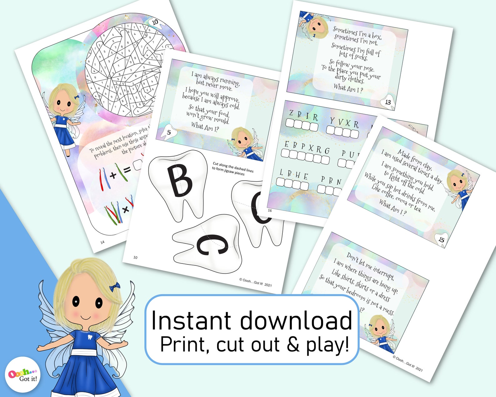 Tooth Fairy Game, a Printable Indoor Treasure Hunt for Kids, a Girls ...